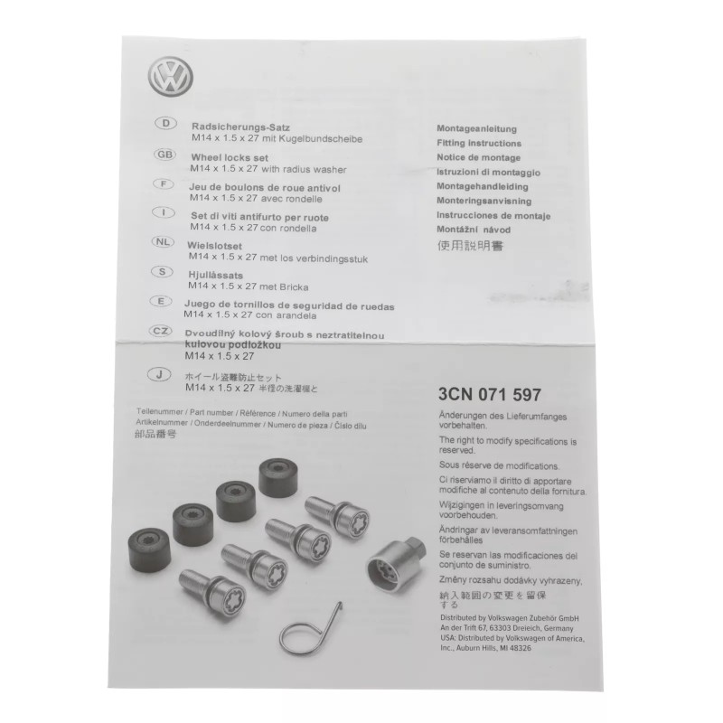 Boulons antivol VW - Sécurité maximale pour vos roues