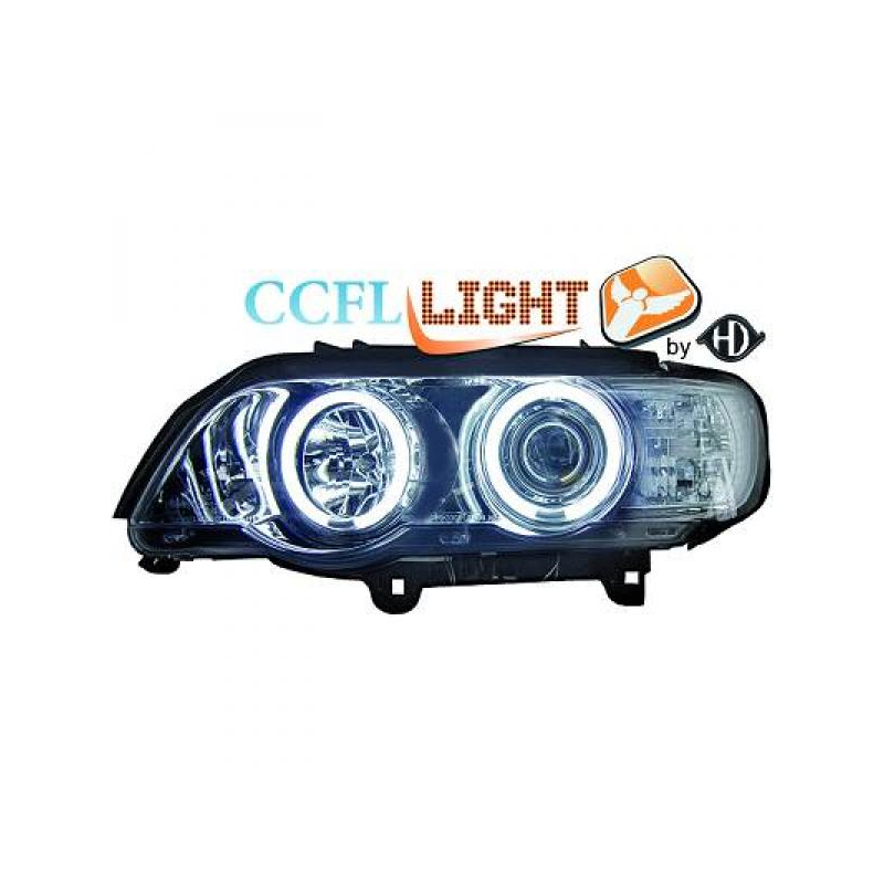 phares design angel eyes, CCFL Cool Lights, chrome, H1/H1 BMW X5,