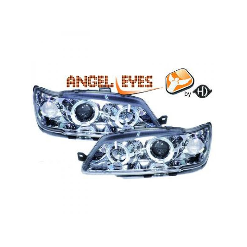 phares Design chrome, règl. man., anneaux Peugeot 306