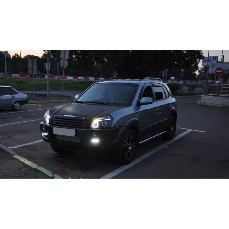 Headlights Angel Eyes Dual Halo Rims Suitable for Hyundai Tucson (2004 ...