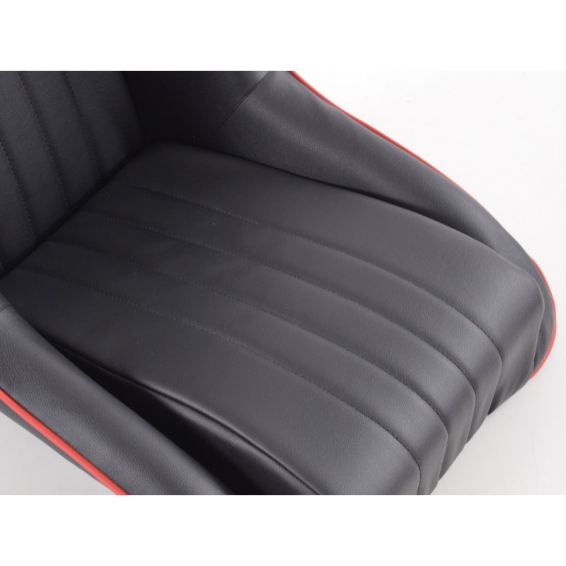Siège baquet complet FK Oldtimersitze au look rétro noir / rouge