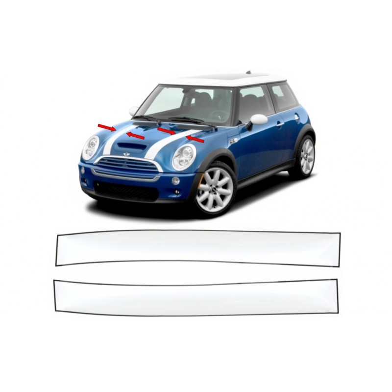 Set Sticker Vinyl Black White Hood Upper Bonnet suitable for MINI R50 ...