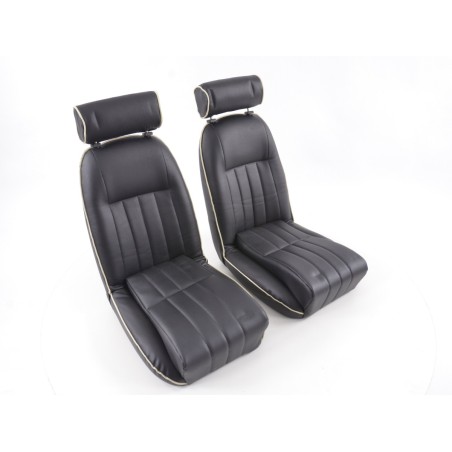 FK Oldtimersitze Car Sièges baquets complets Set Classic 4 noir / blanc ...