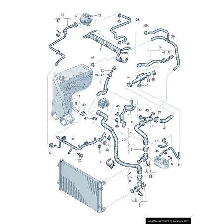 Tuyau de liquide de refroidissement - Pièces d'origine VW/Audi 038121065BG