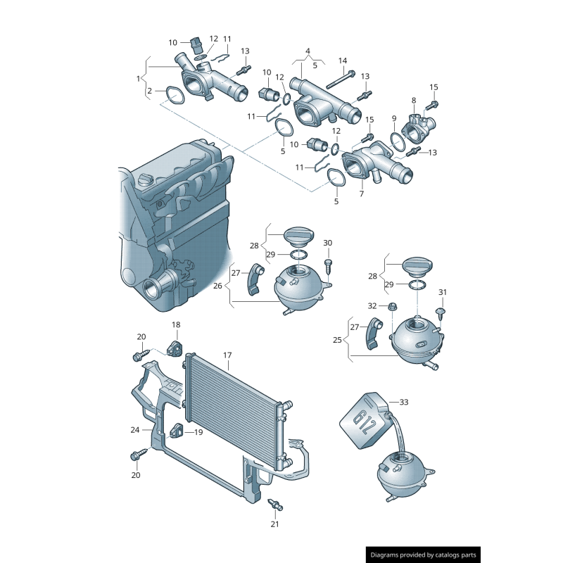 Bride de liquide VW/Audi 038121132C - Pièces d'origine