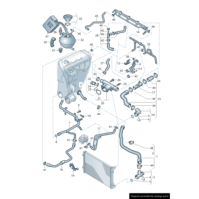 Bride de tuyau refroidissement VW/Audi 038121132D