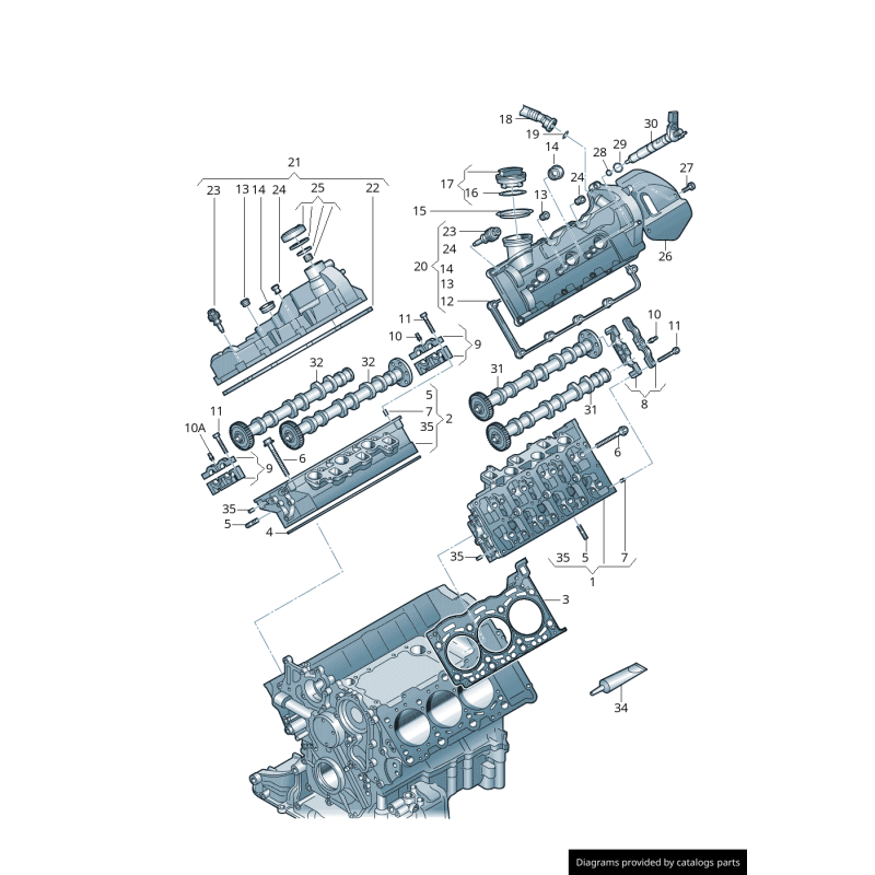Couvercle de soupape droit VW/Audi 059103470AS - Pièce d'origine