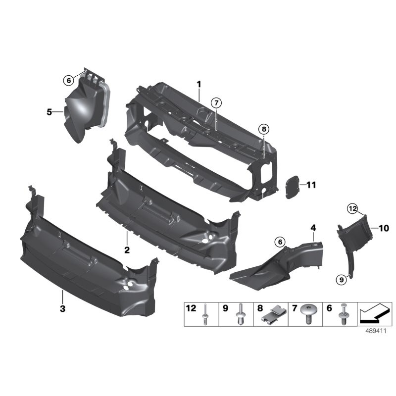 Conduit d'air déplacé radiateur droit - Pièce d'origine BMW 51748054538