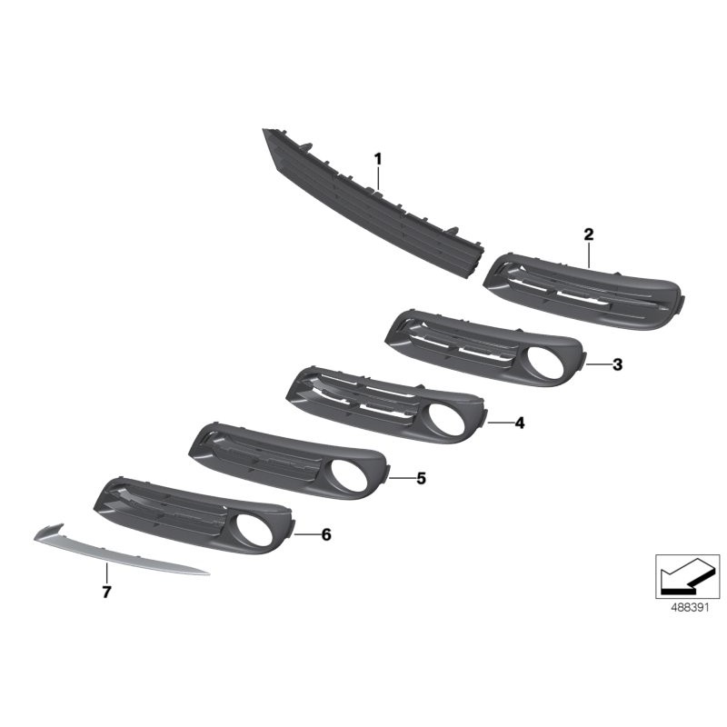 Grille d'aération partiellement fermée à gauche - Pièce d'origine BMW ...