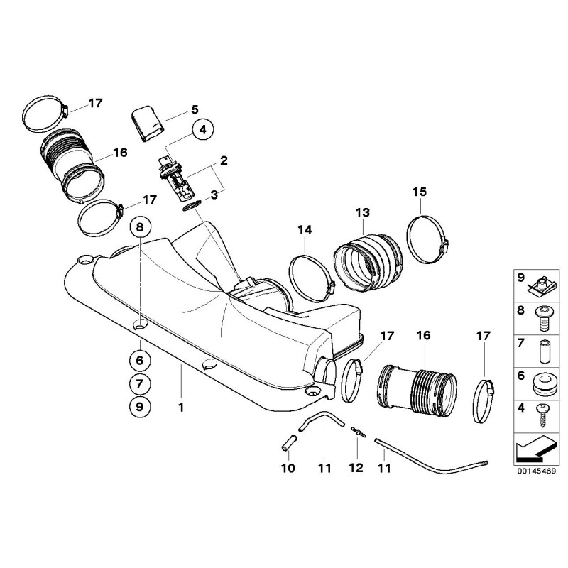 Manchon en caoutchouc d'admission d'air - Pièce d'origine BMW 13717541069