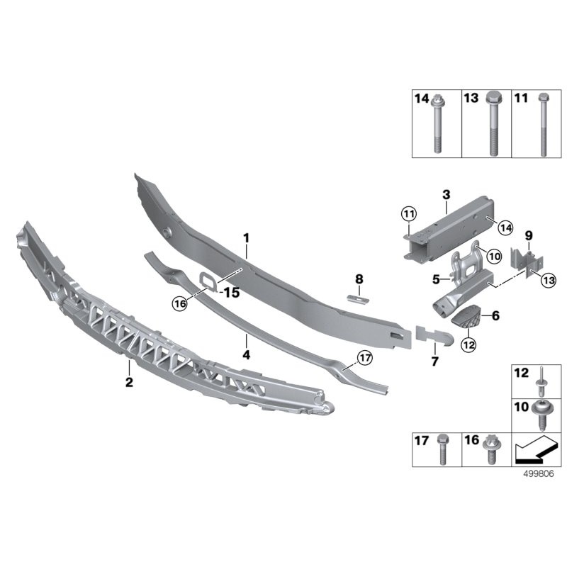 Élément de déformation du support de pare-chocs - Pièce d'origine BMW ...