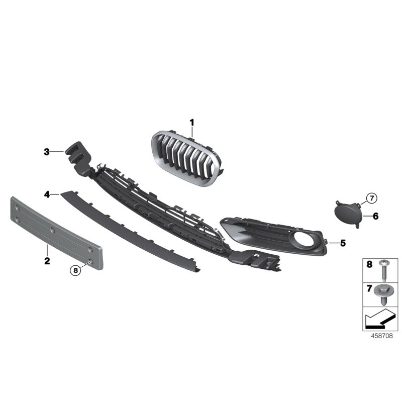 Grille supérieure avant M Sport droite coté passager - Pièce d'origine ...