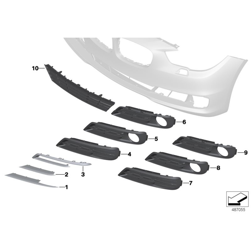 Pare-chocs avant GT LCI avec grille inférieure et lignes droites côté ...
