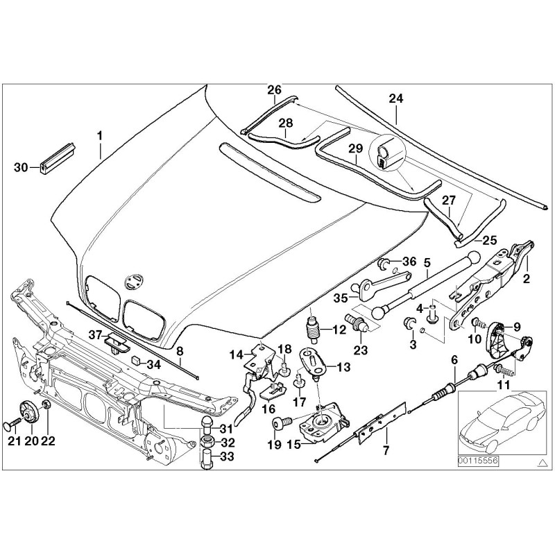Verrou de capot de sécurité - Pièce d'origine BMW 51238213029